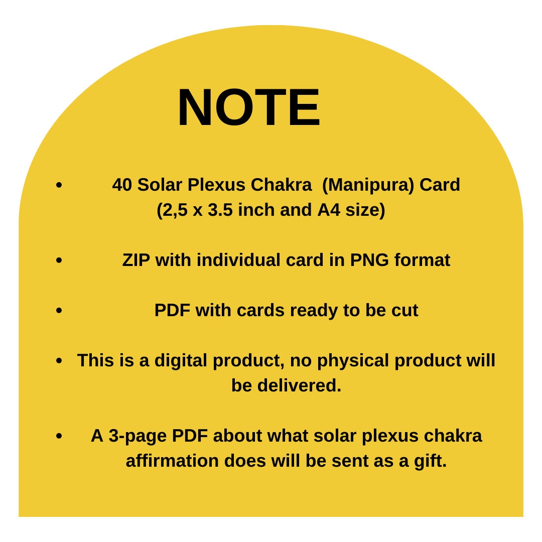Solar Plexus Chakra Affirmation Cards, Affirmation Cards Digital ...