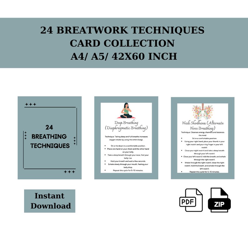 Mindful Breathing Poster Pack for Adults, Anxiety for Teens, Grounding ...