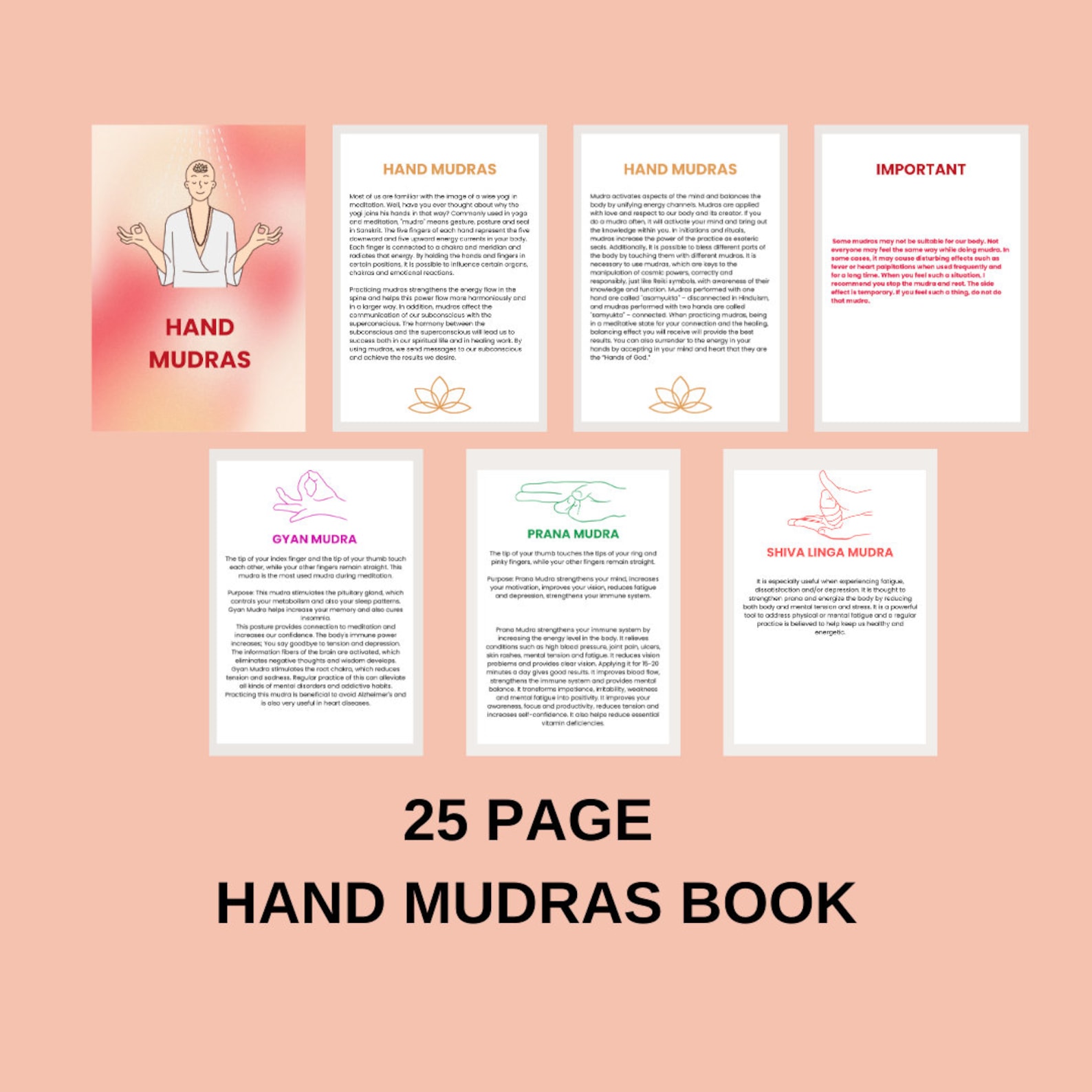 Mudra Hand Cards Collection of 16 With Sanskrit Names, Printable E-book ...