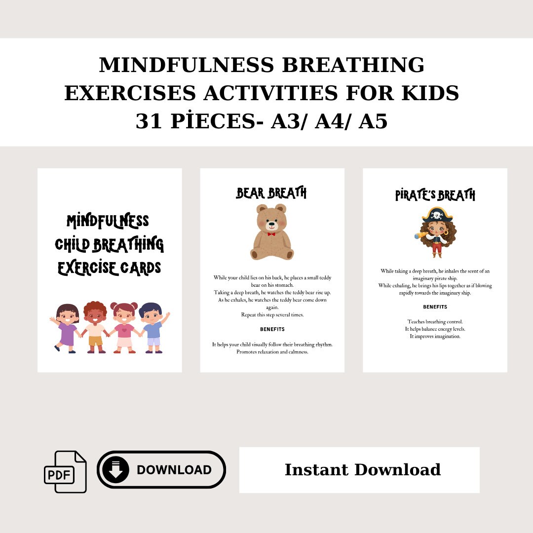 Breathing Activity for Kids, Mindful Breathing Printable Activity Kit ...