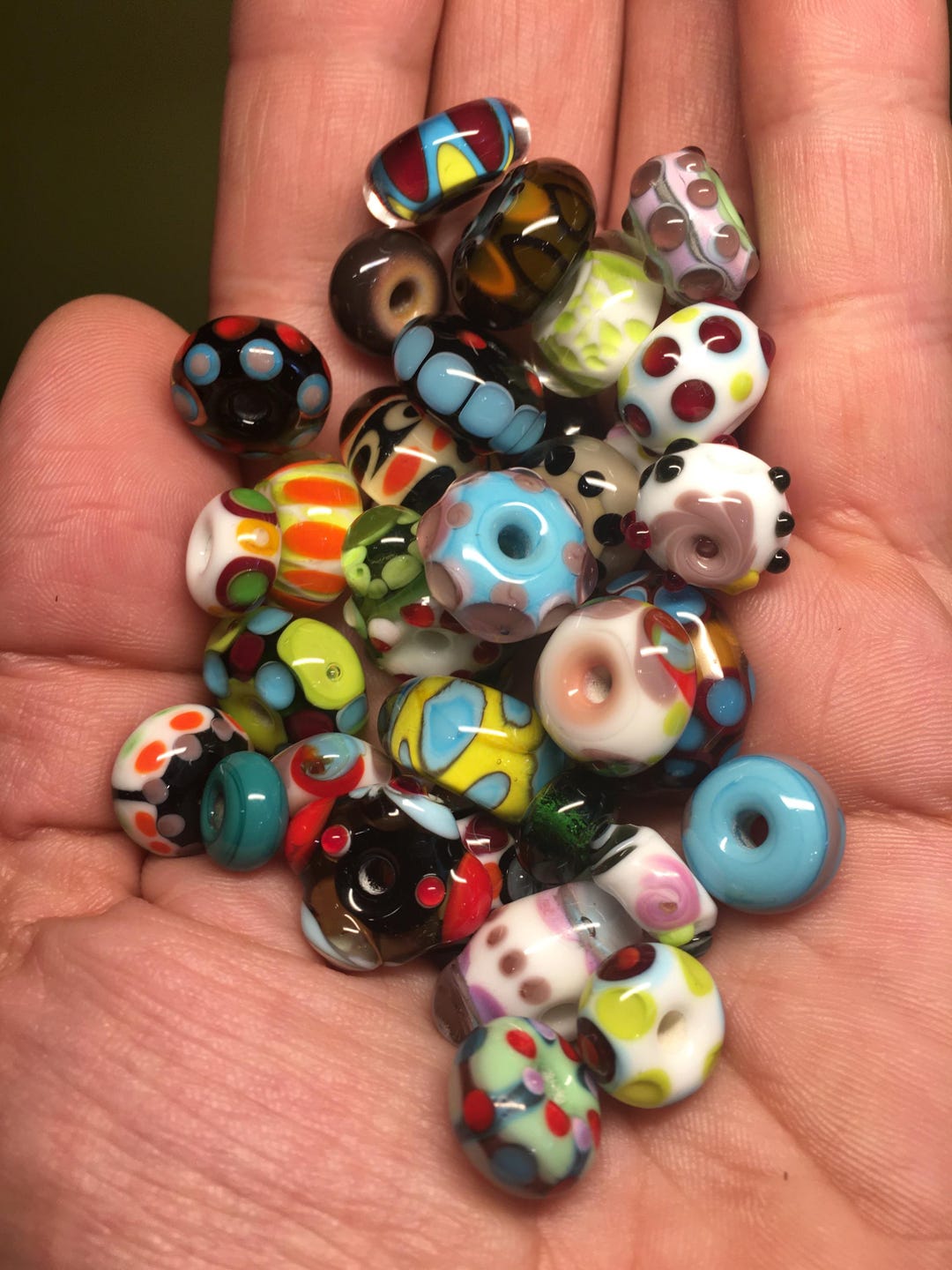 Orphan Set of 34 Handmade Artisan Lampwork Glass Beads in a Variety of ...