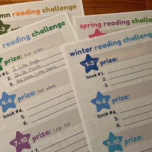 Printable Kid's Reading Challenge Charts All 4 Seasons - Etsy
