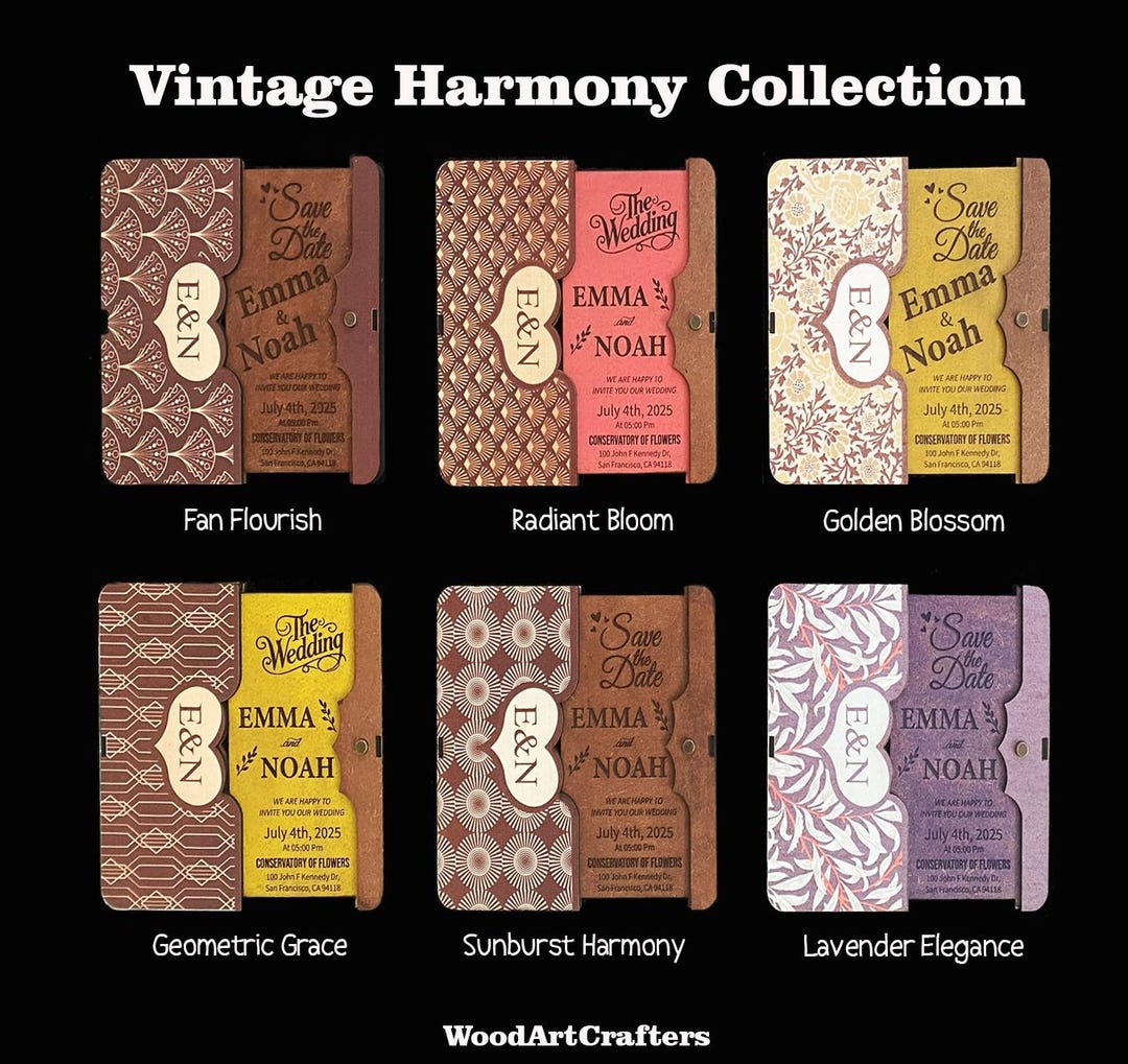 Unique Design Wooden Wedding Invitation Open-close Mechanism, Rivet ...