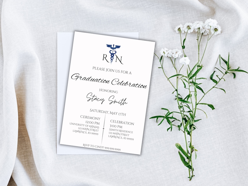 Nursing Graduation Invitation | Nurse Grad Party Invite | Minimalist RN ...