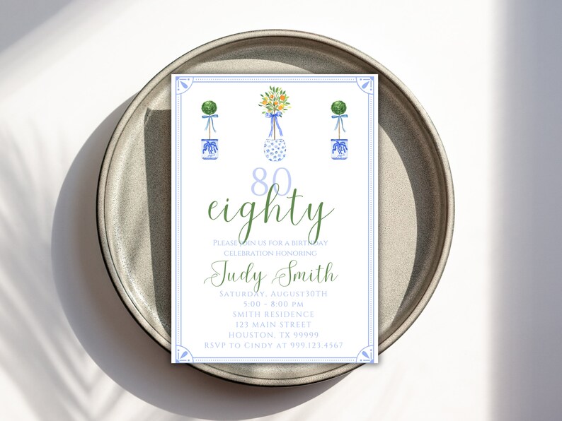 80th Birthday Invitation, 80th Birthday, 80th Birthday Party, Milestone ...