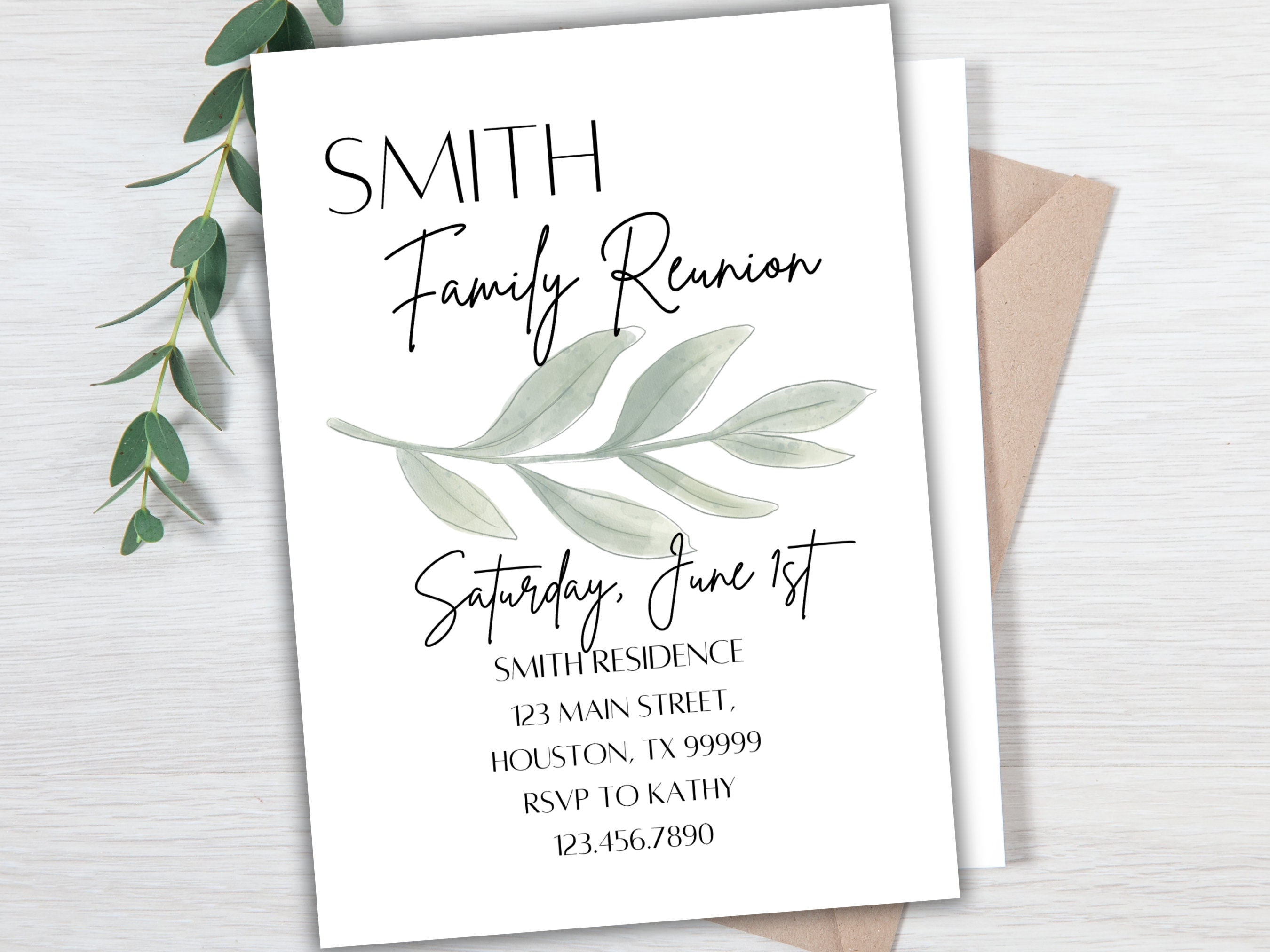 Family Reunion Invitation, Minimalist Family Reunion Invitation, Family ...