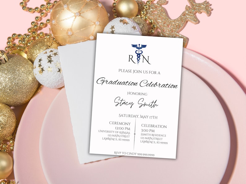 Nursing Graduation Invitation | Nurse Grad Party Invite | Minimalist RN ...