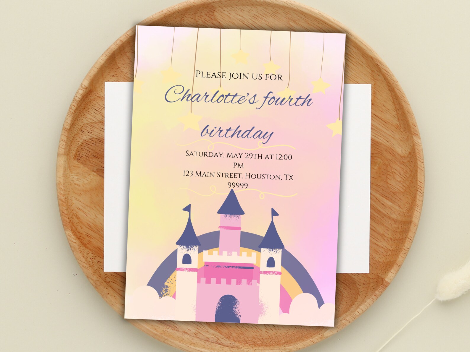 Princess Castle Birthday Invitation Castle Rainbow Customizable ...