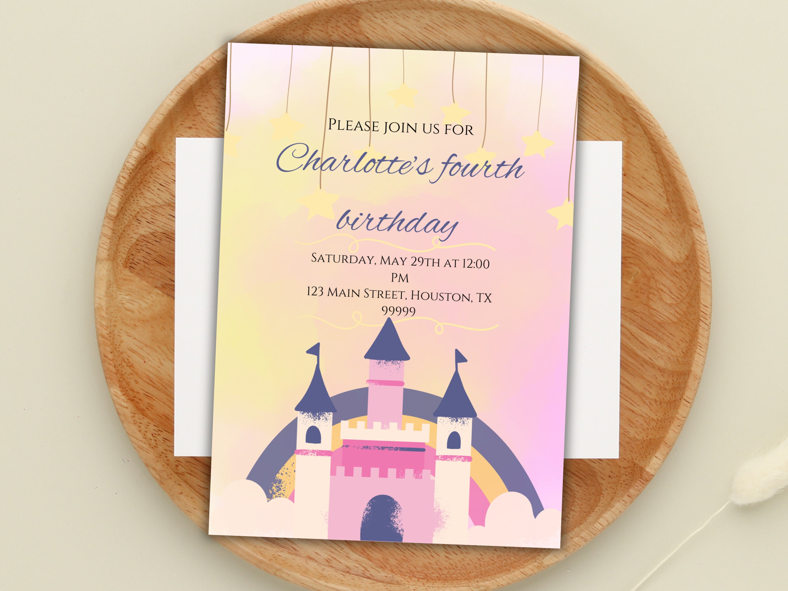 Princess Castle Birthday Invitation Castle Rainbow Customizable ...