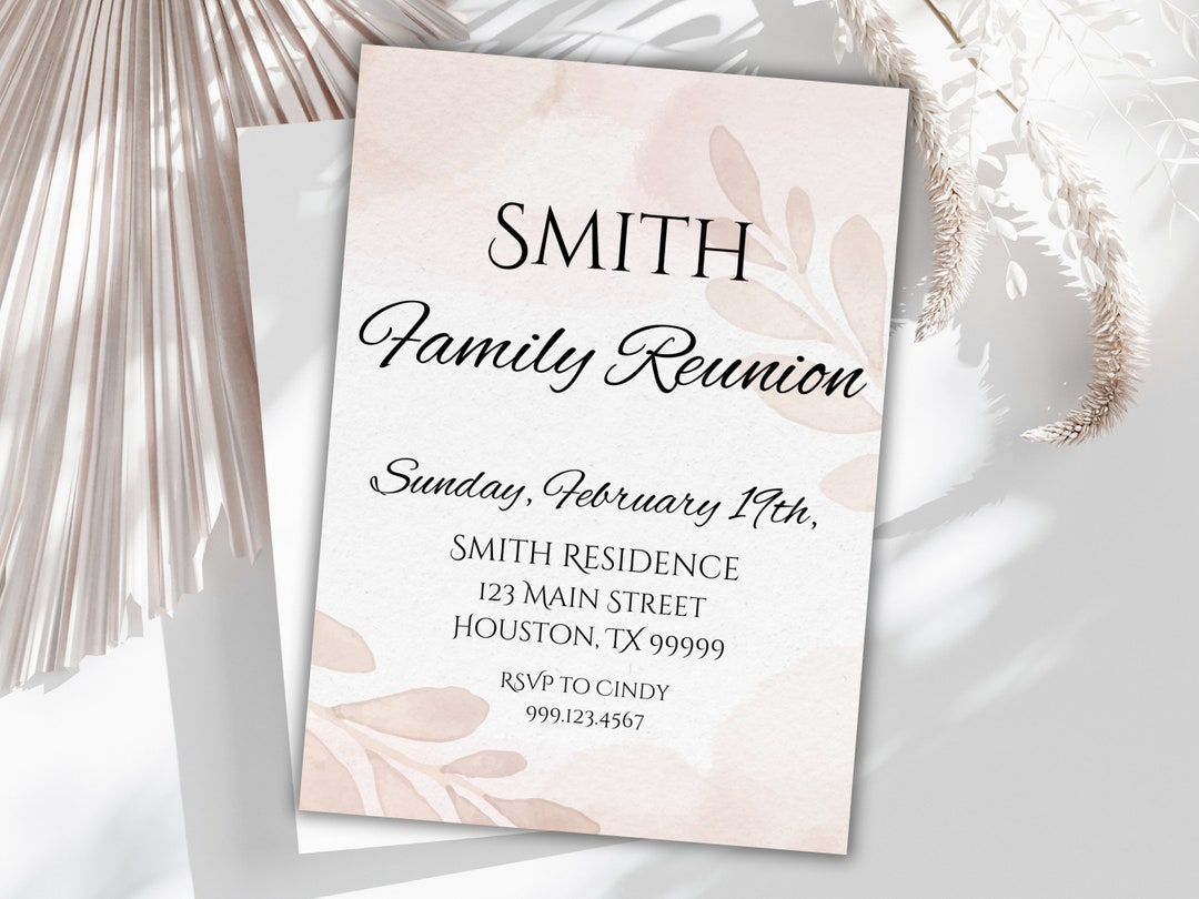 Family Reunion Invitation, Family Gathering Template, Watercolor Family ...