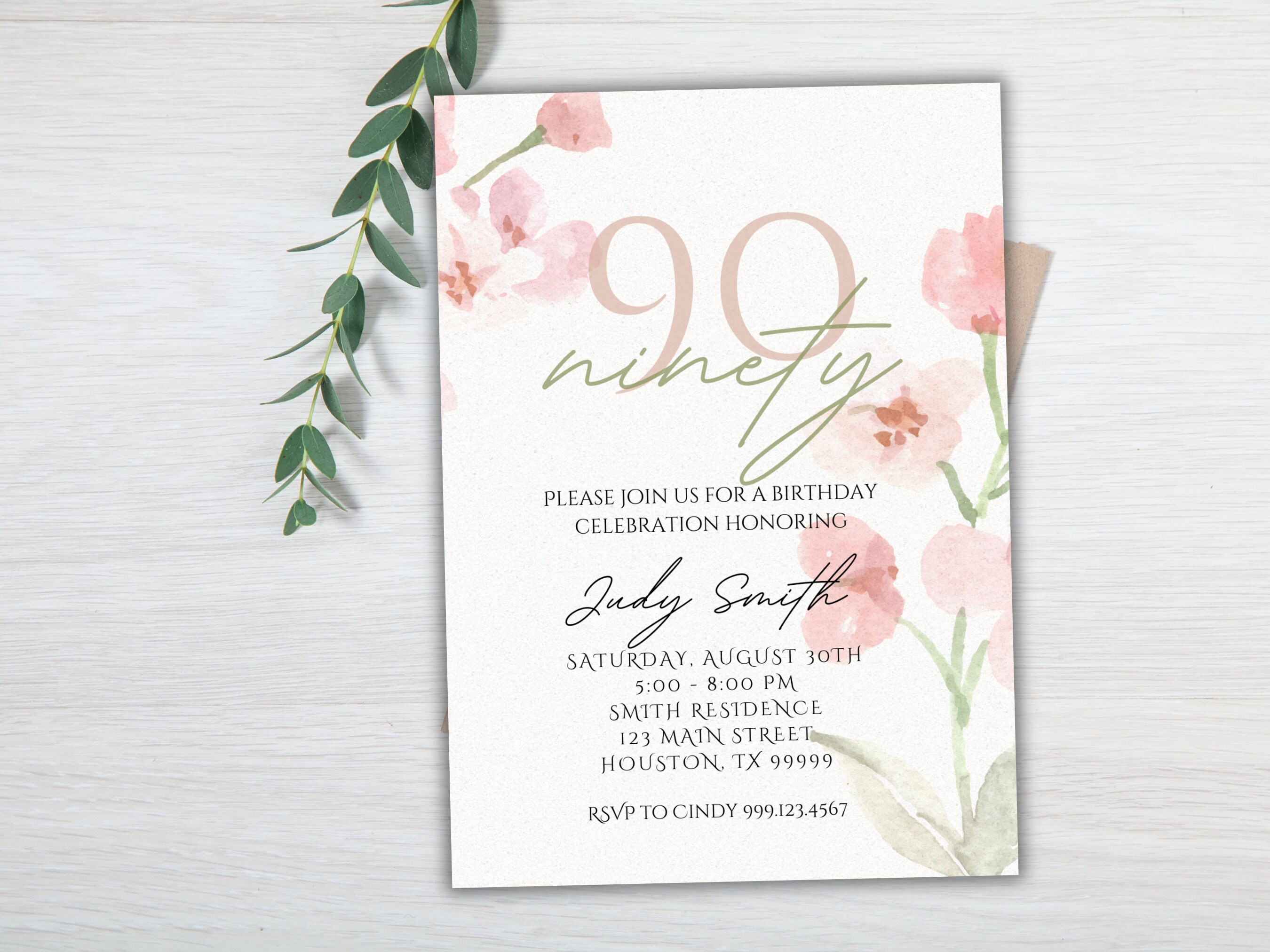 90th Birthday Party Invitation, 90th Birthday, 90th Birthday Invite ...