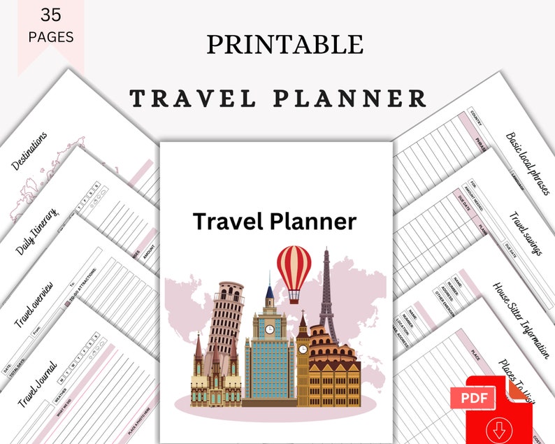 Printable Travel Planner Template,trip Itinerary Planner, Travel ...