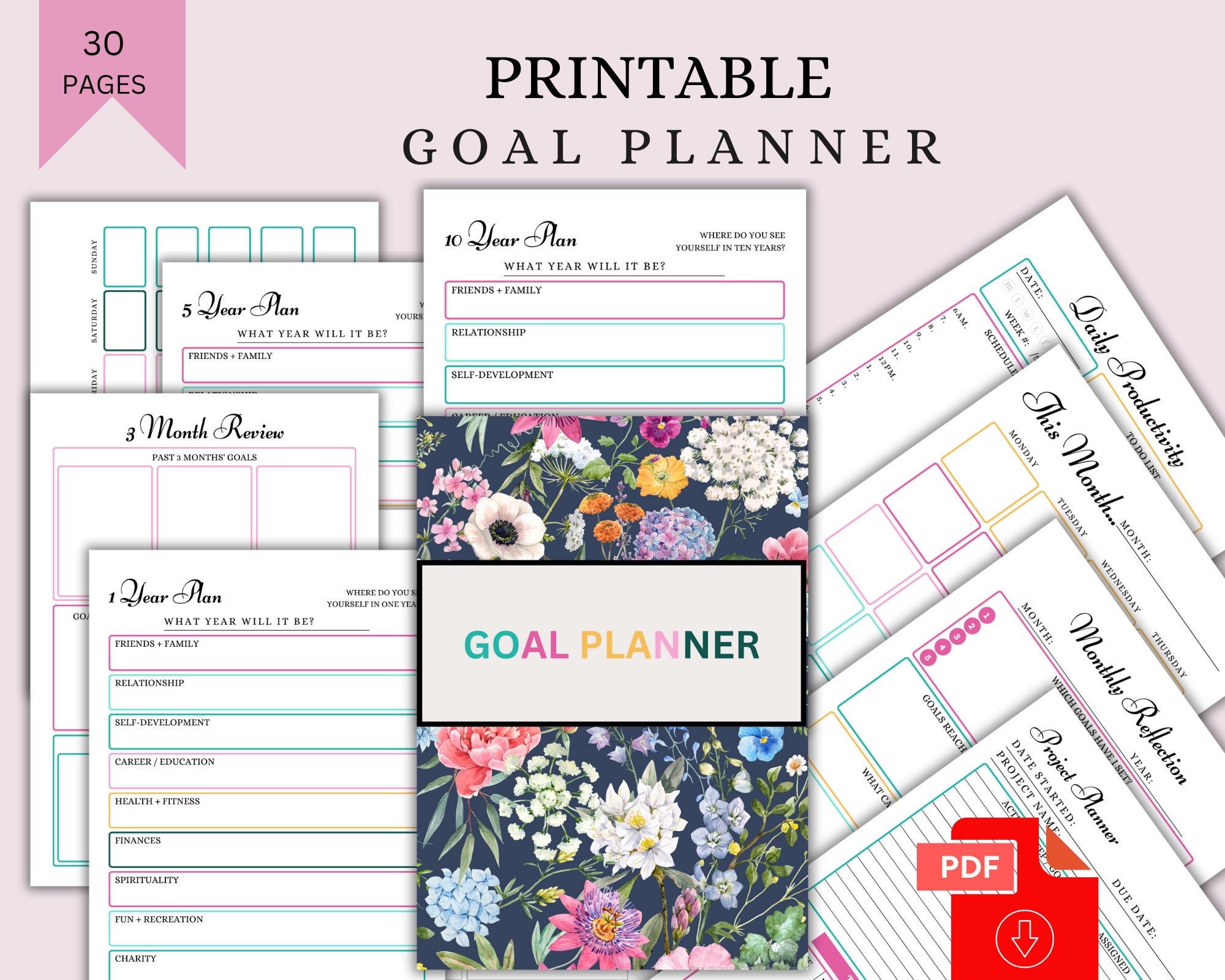 Goal Planner BUNDLE, 2024 Goals Tracker, SMART Goal Setting Kit, New ...