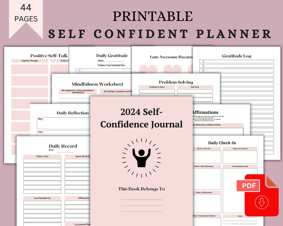 Self Confidence Planner, Self Esteem Workbook, Self-care Prompts, Teen ...