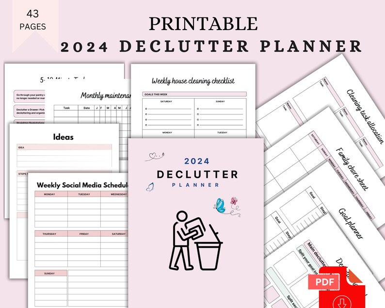 Declutter Planner, Declutter Checklist, Cleaning Schedule, Cleaning ...