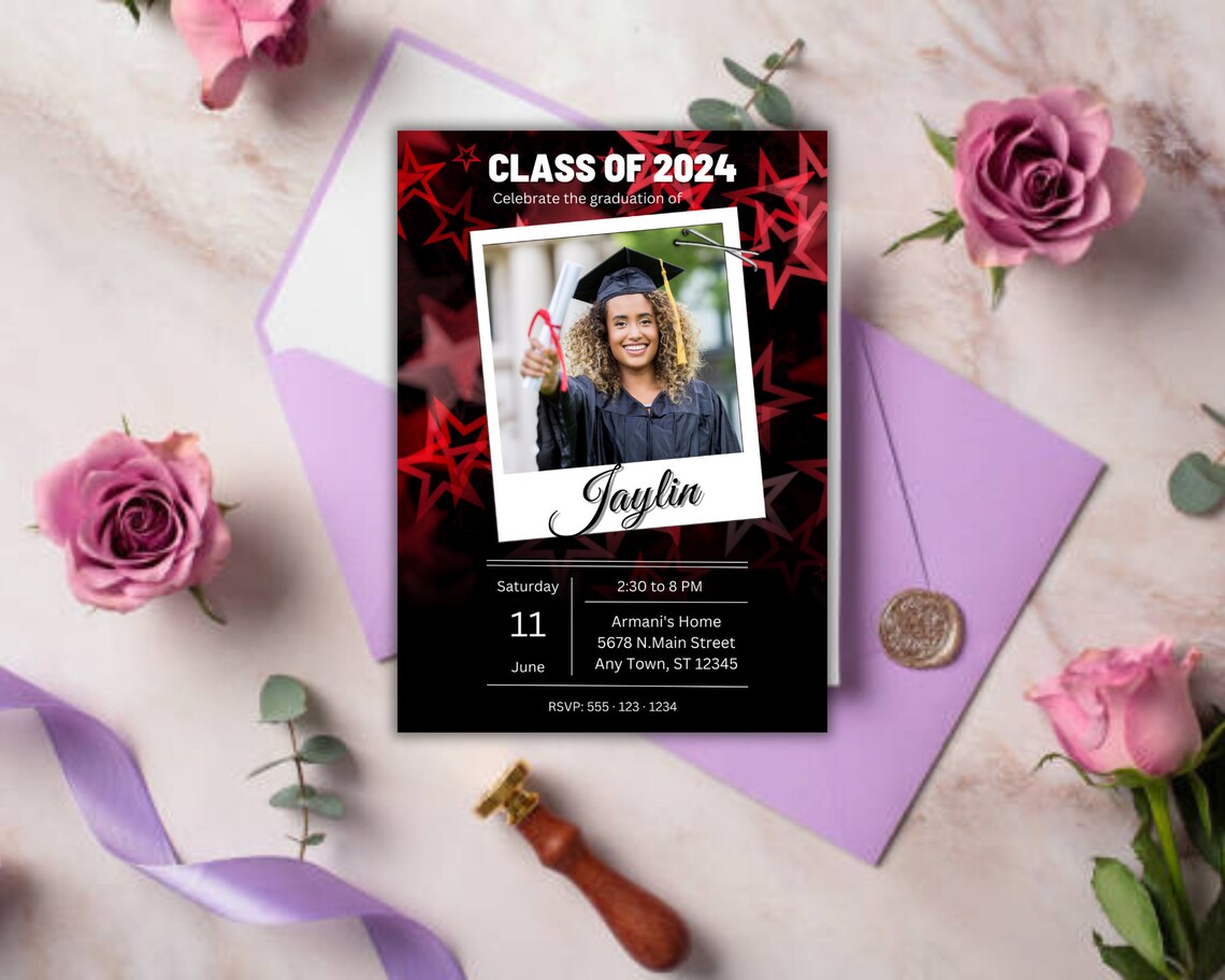 Graduation Invitation Template Printable Editable Electronic Graduation ...