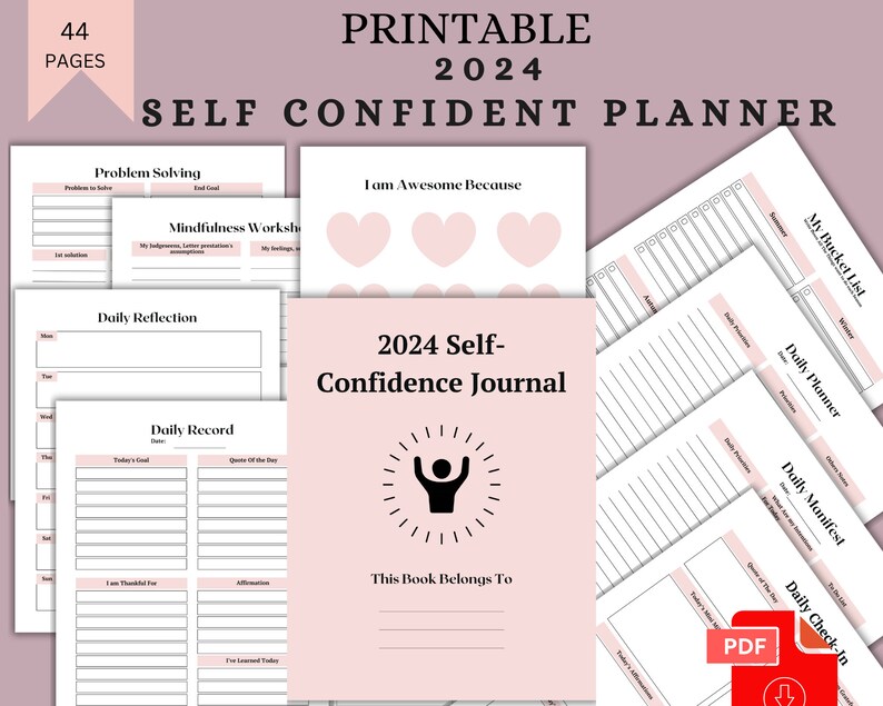 Self Confidence Planner, Self Esteem Workbook, Self-care Prompts, Teen Planner, Confidence ...