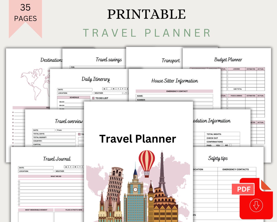 Printable Travel Planner Template,trip Itinerary Planner, Travel ...