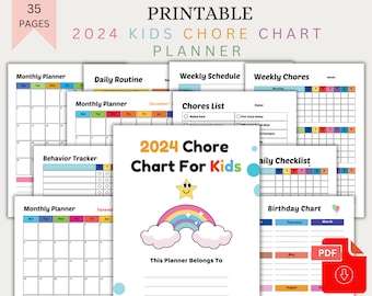Editable Kids Chore Charts, Canva Template, Screen Time, School Routine ...