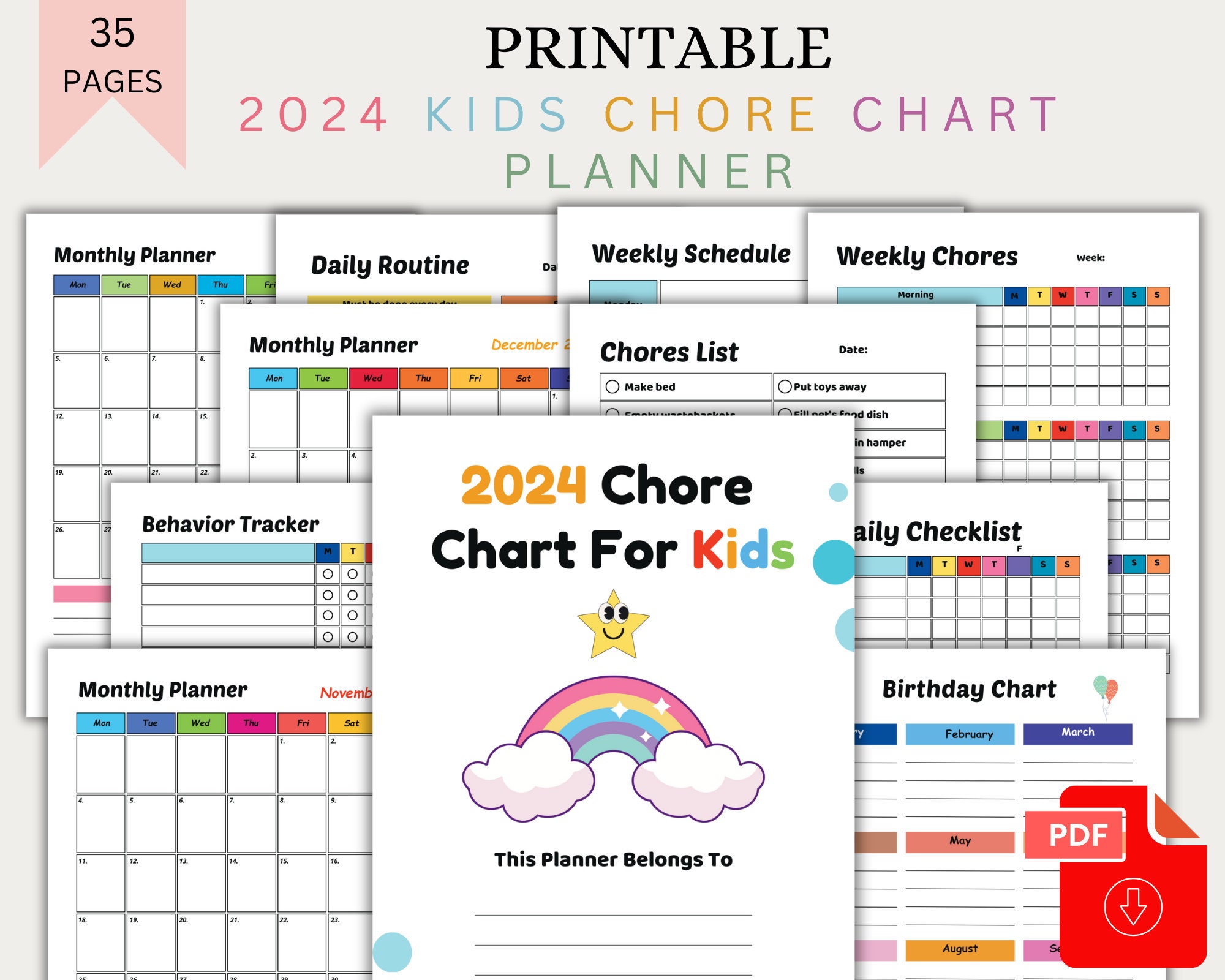 Editable Kids Chore Charts, Reward, Allowance, Screen Time, School ...