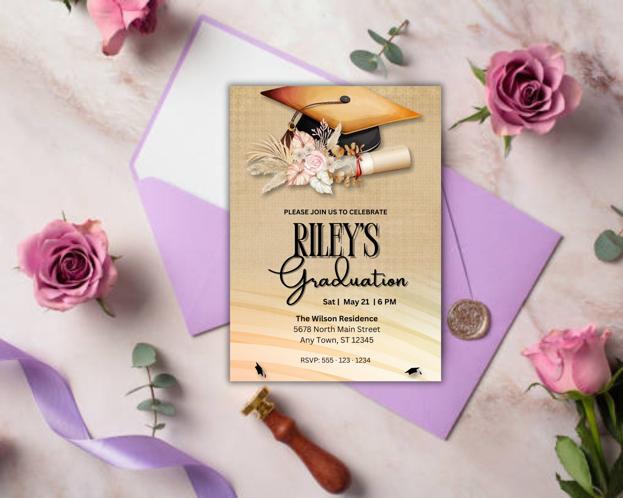 Graduation Invitation Template Printable Editable Electronic Graduation ...