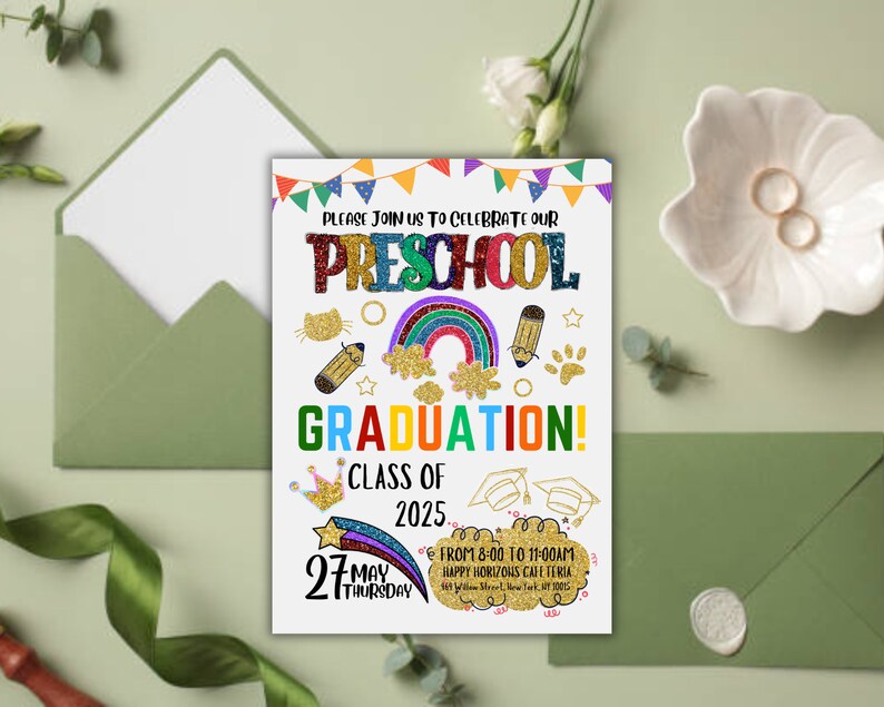Editable Preschool Graduation Invitation, Printable or Textable ...