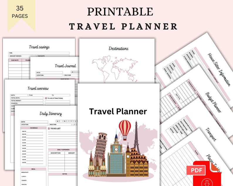 Printable Travel Planner Template,trip Itinerary Planner, Travel ...