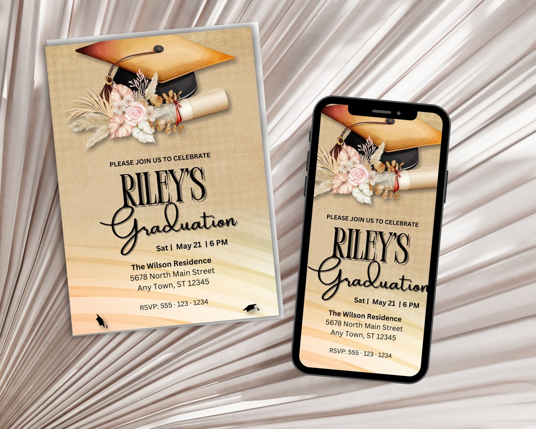 Graduation Invitation Template Printable Editable Electronic Graduation ...