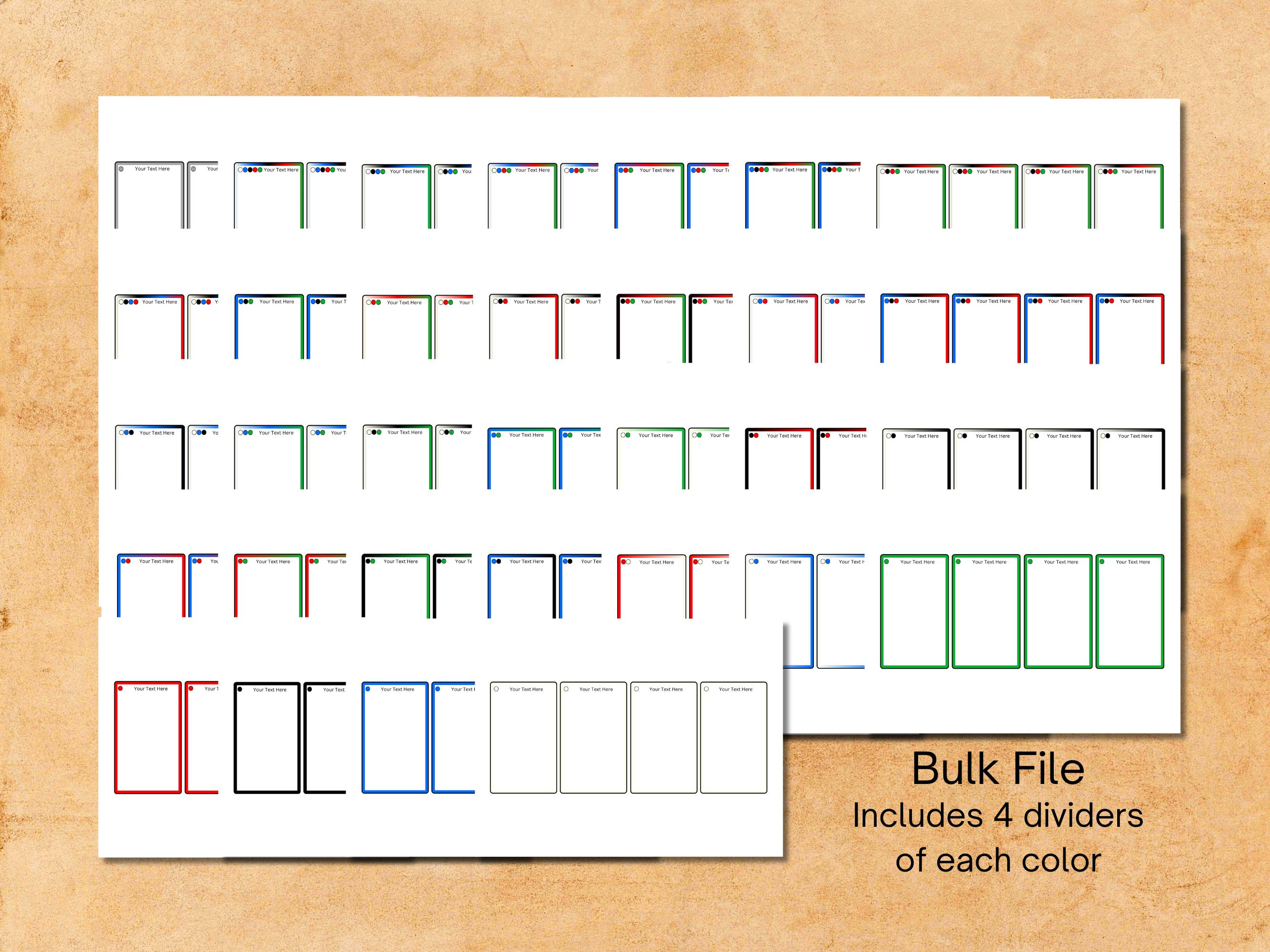 Printable Trading Card Dividers With Editable Color-coded Labels | 5 ...