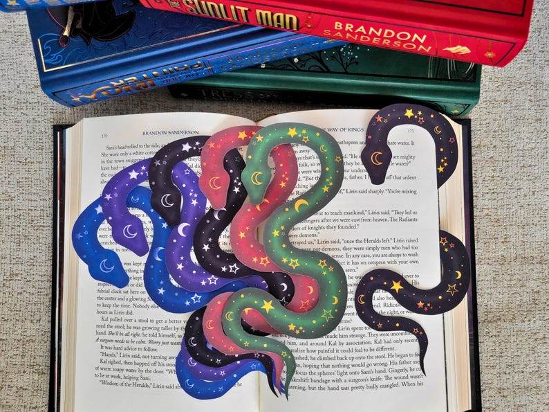 Celestial Snake Bookmarks With Moons & Stars | Printable | DIY Print ...