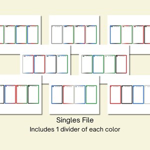 Printable Trading Card Dividers With Editable Text to Organize by Color ...