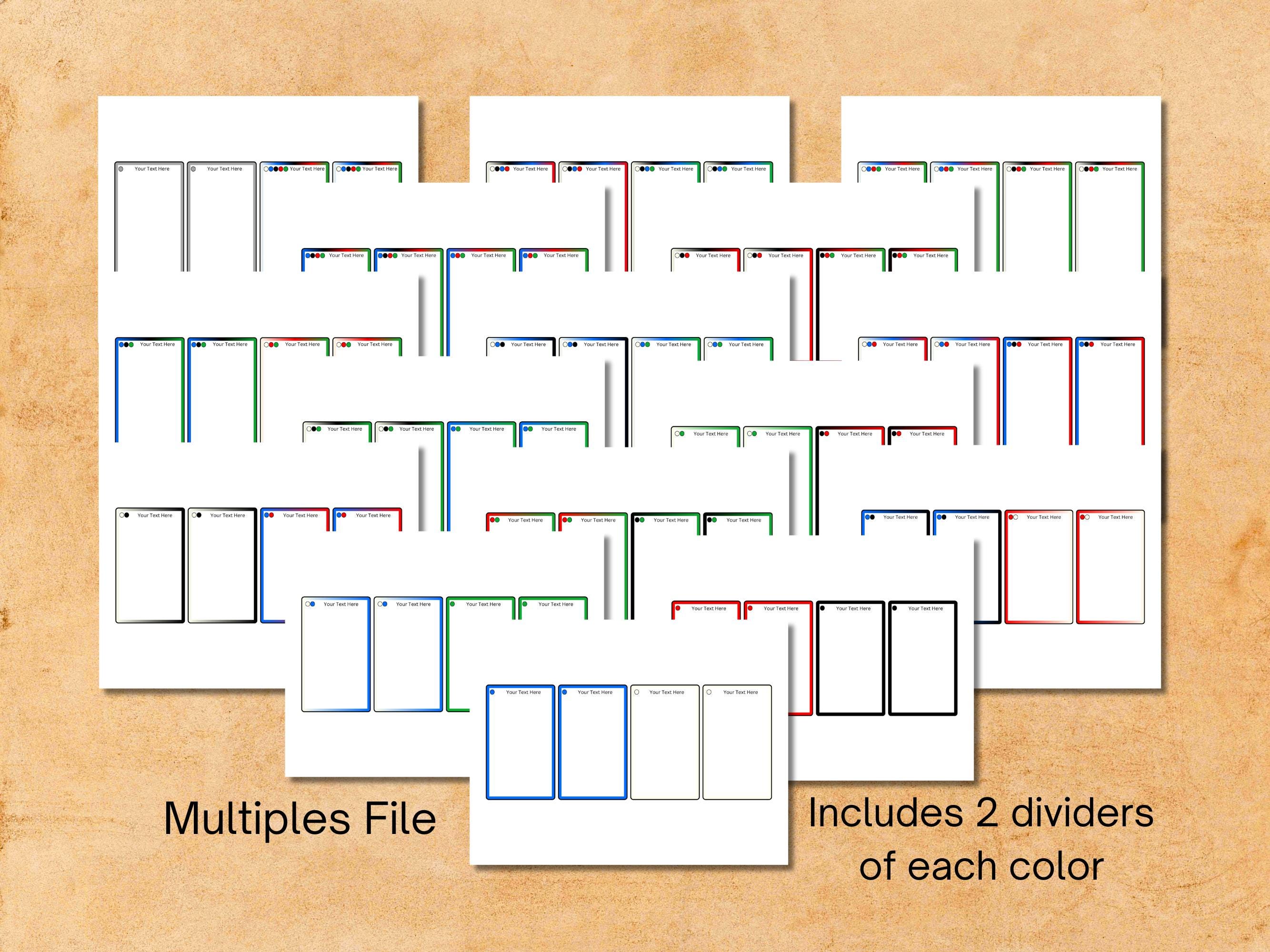 Printable Trading Card Dividers With Editable Color-coded Labels | 5 ...