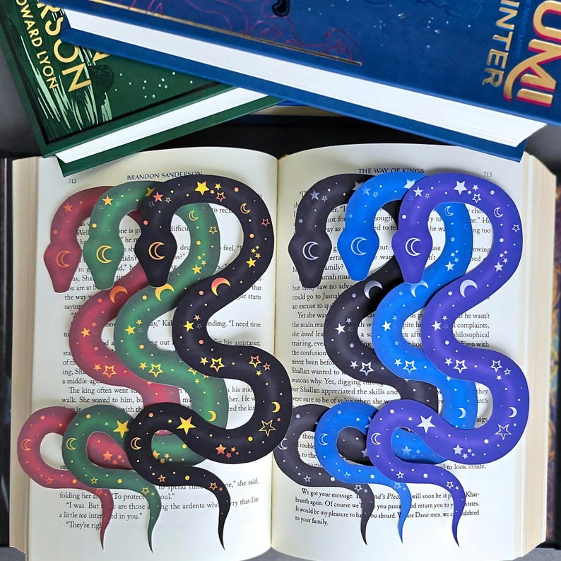 Celestial Snake Bookmarks With Moons & Stars Printable Bookmark - Etsy