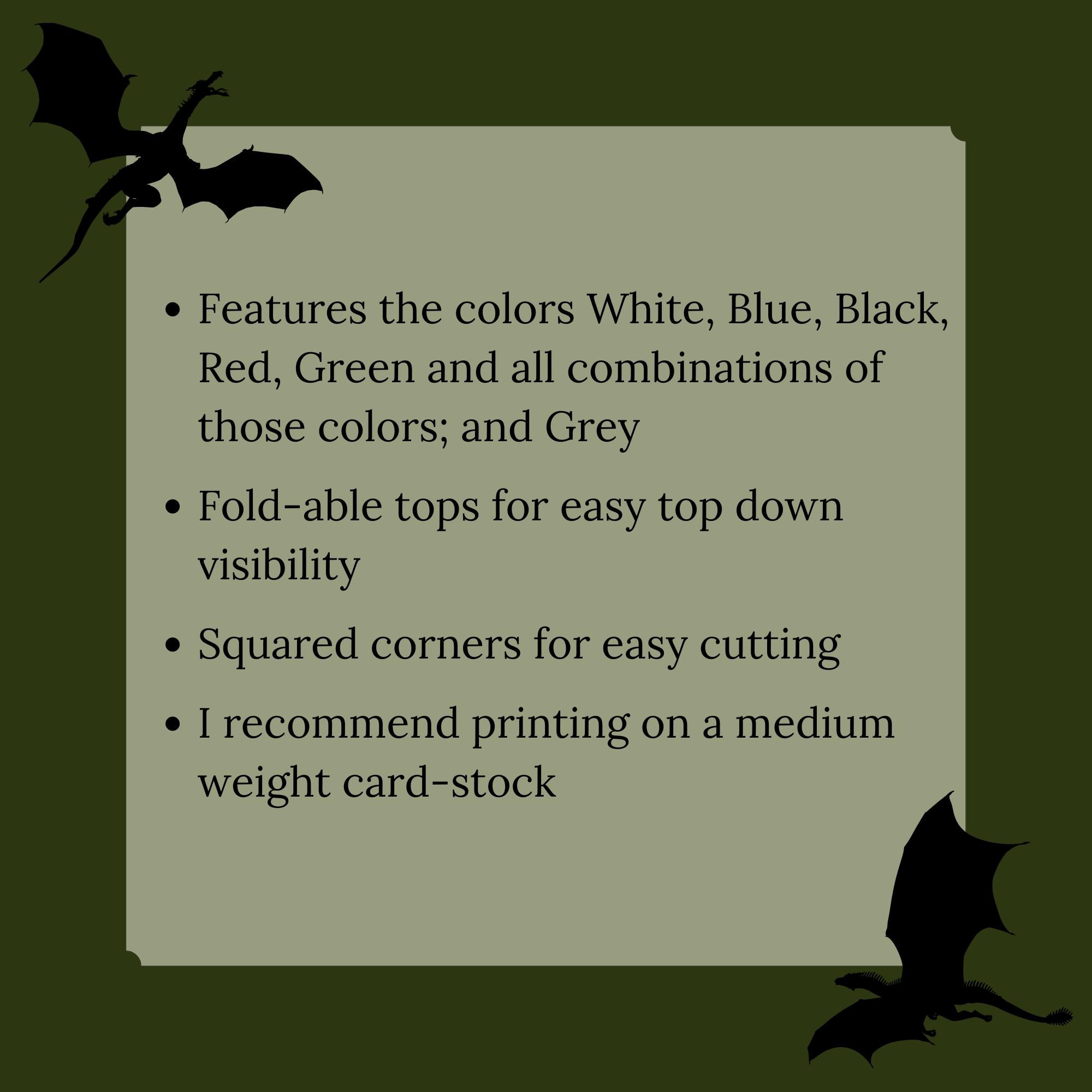 Printable Trading Card Dividers With Editable Text to Organize by Color ...