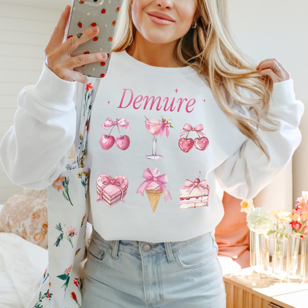 Demure Coquette Sweatshirt, Demure Meme Sweater, Cutesy Viral Tiktok ...
