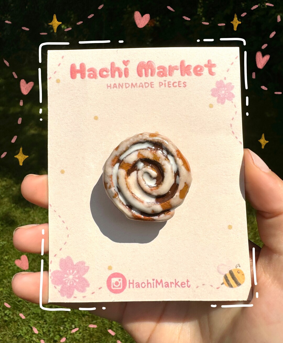 Handmade Polymer Clay Cinnamon Roll Pin - Etsy