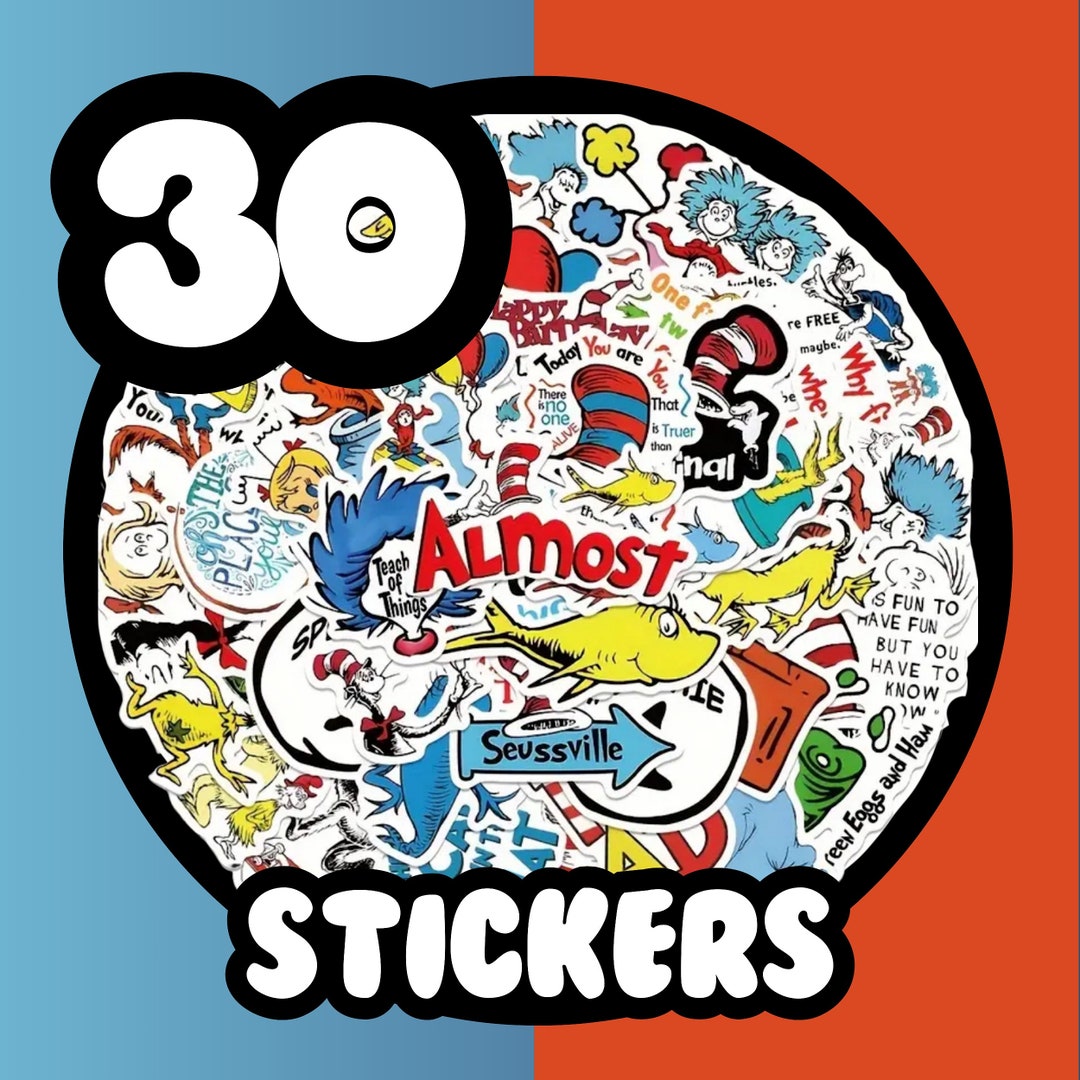 SALE 30 Dr. Seuss Sticker Pack Dr. Seuss and Cat in the Hat Stickers ...