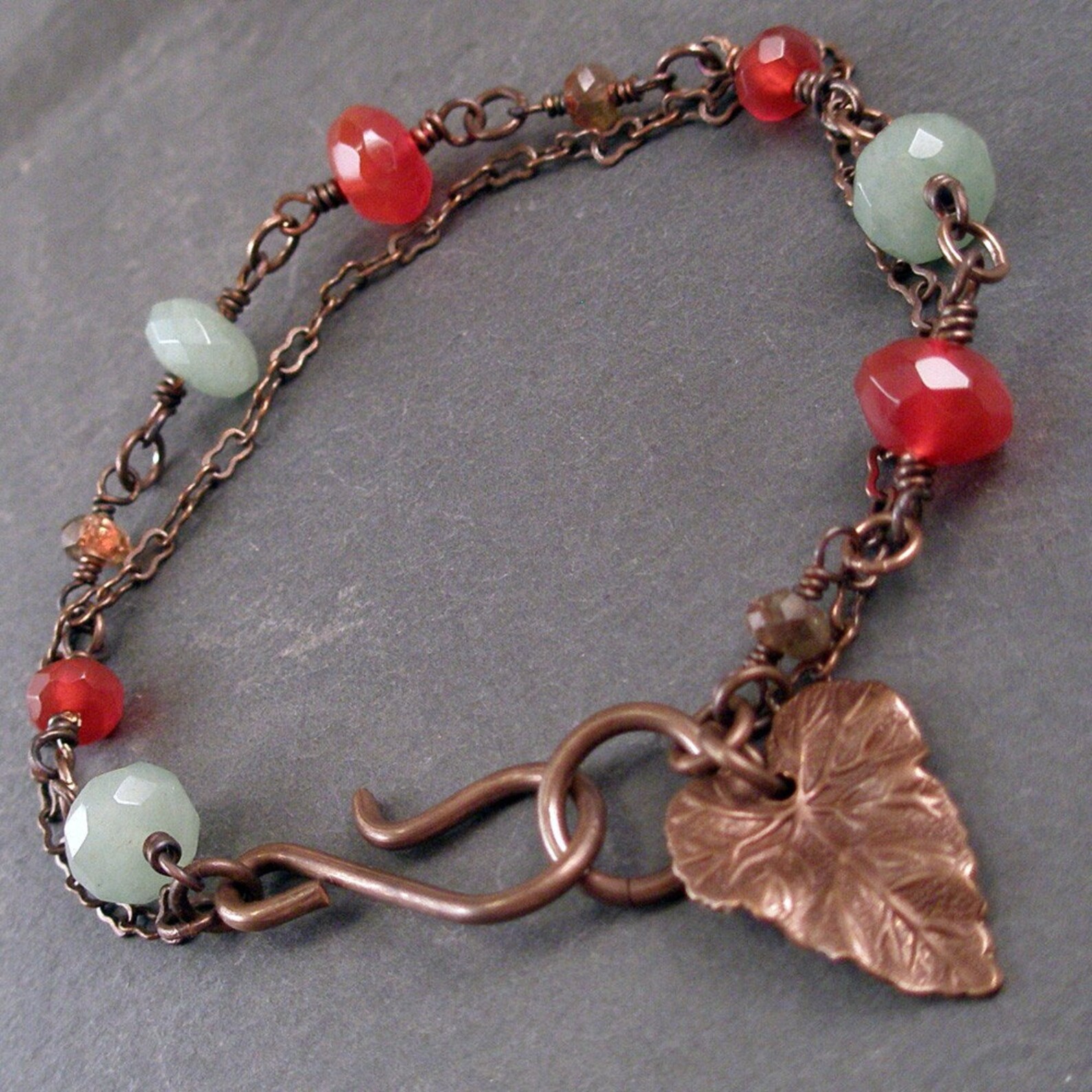 Libby Bracelet - Carnelian, Andalusite, Aventurine and Vintaj Brass - Etsy