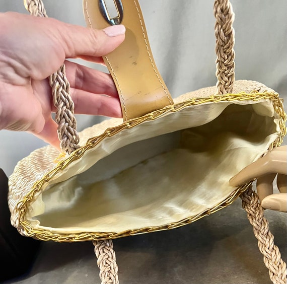 Large, Lovely Unusual 1960s Summer Purse, Woven Plast… - Gem