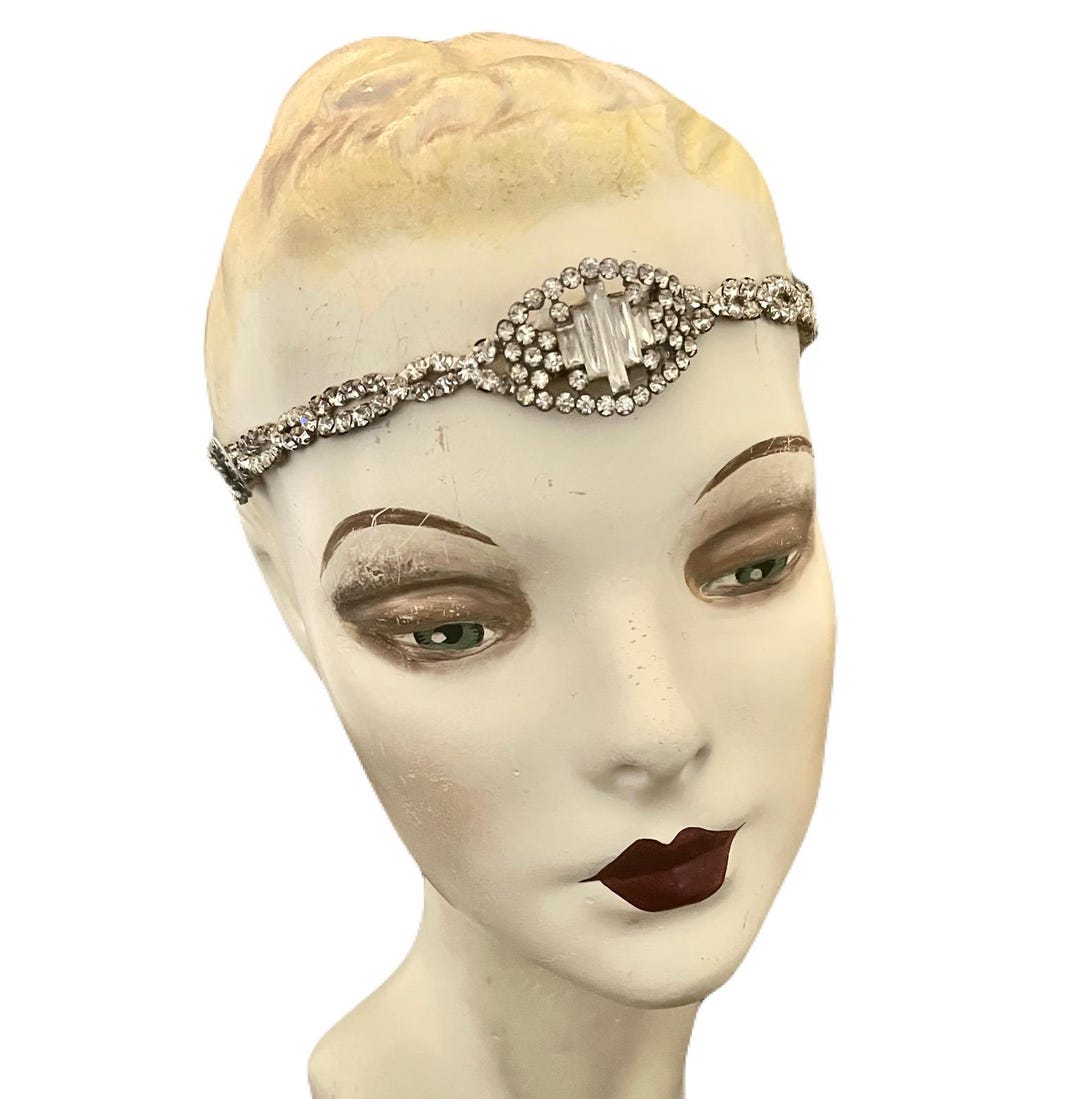Antique Authentic 1920s Flapper Rhinestone Paste Headband, Headpiece ...