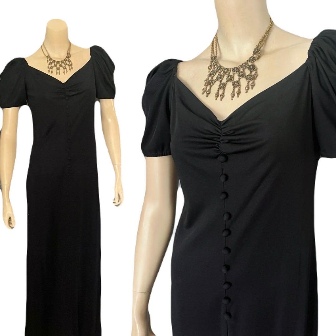 Iconic 1970s Inky Black Jersey Maxi Dress by Renee Helga Howie, San ...