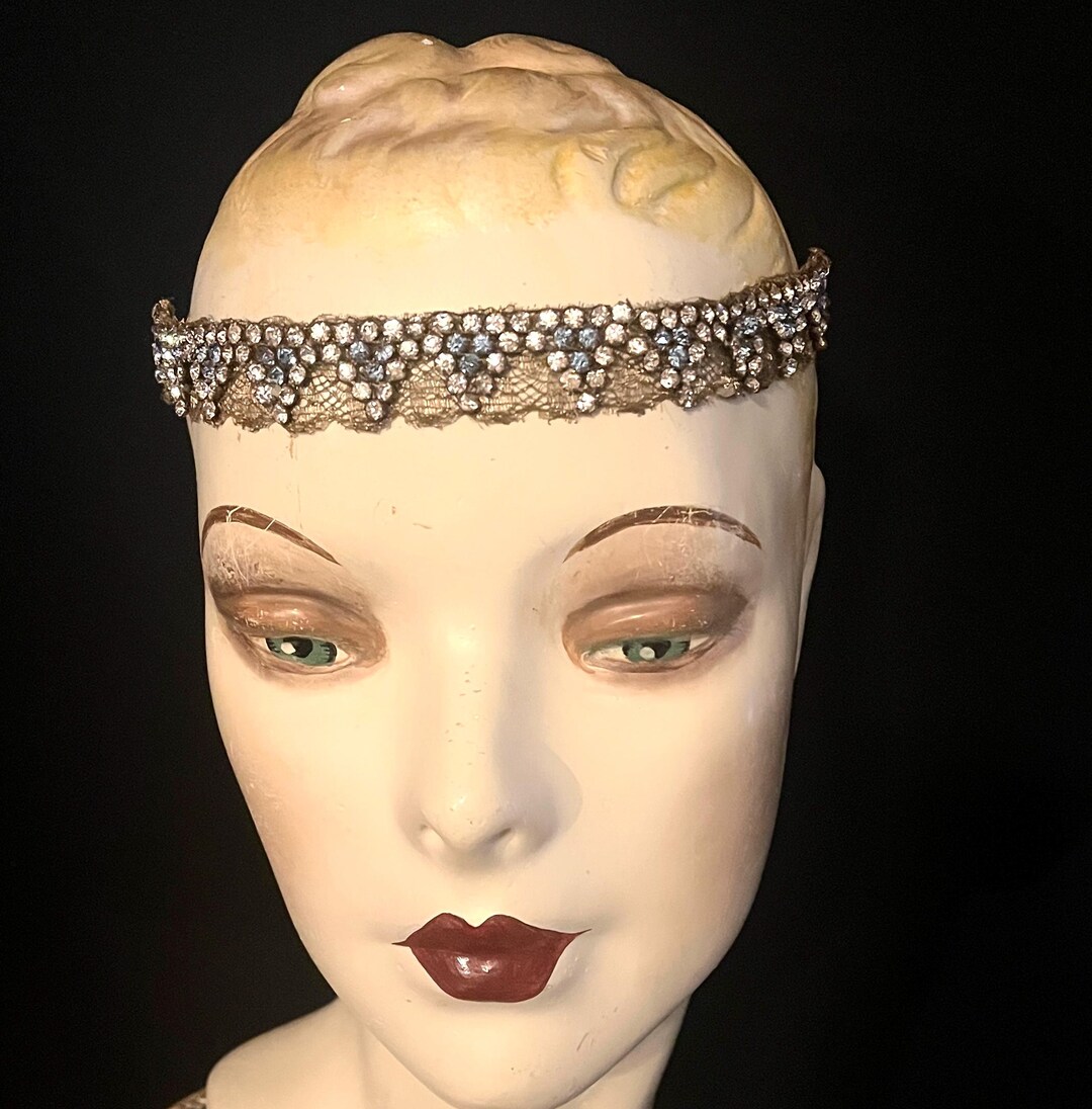 Antique Authentic 1920s Flapper Rhinestone Paste Headband, Headpiece ...
