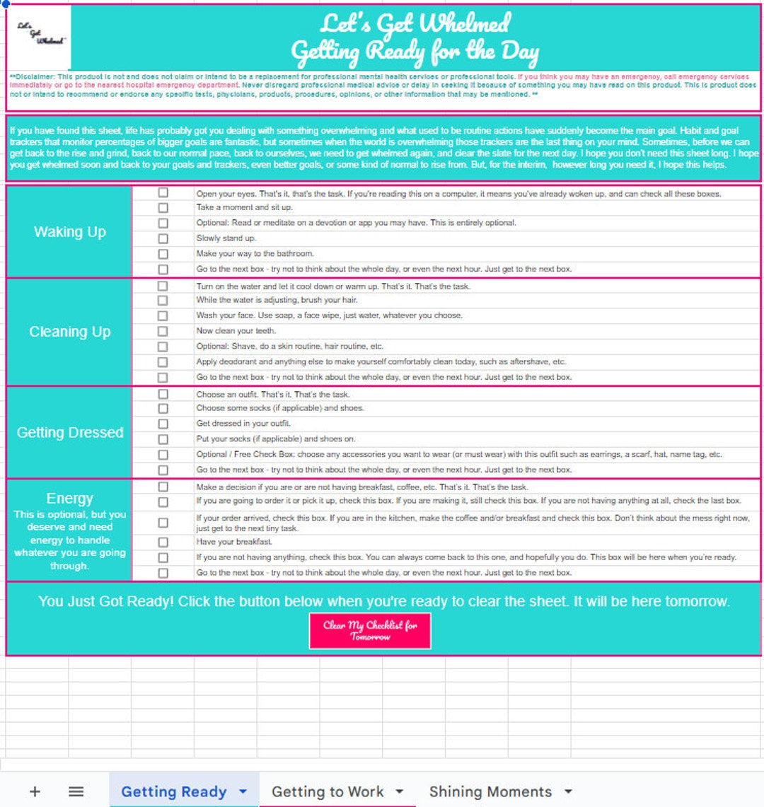 Template and Step by Step List: Getting Ready and Getting to Work When ...