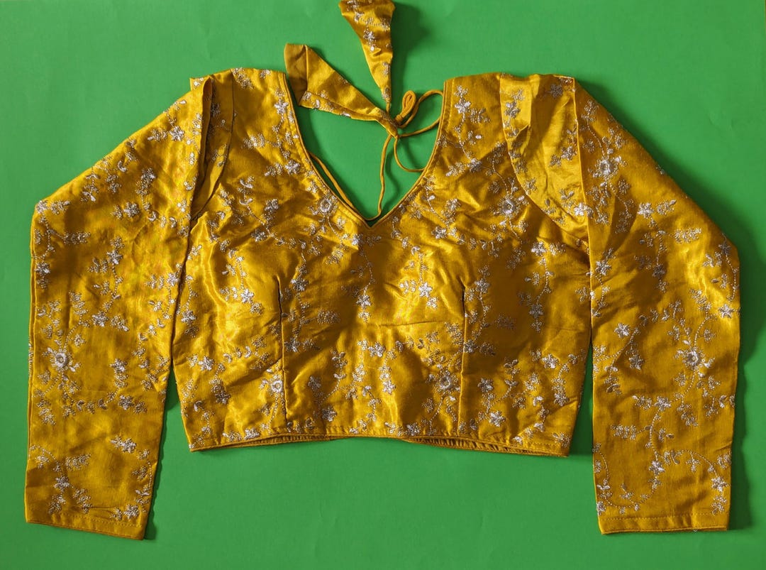 Yellow Long Sleeve Blouse | Yellow Party Wear Blouse - Etsy
