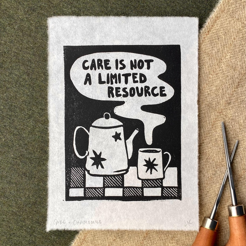 Wood & Linocut Teapot - Etsy