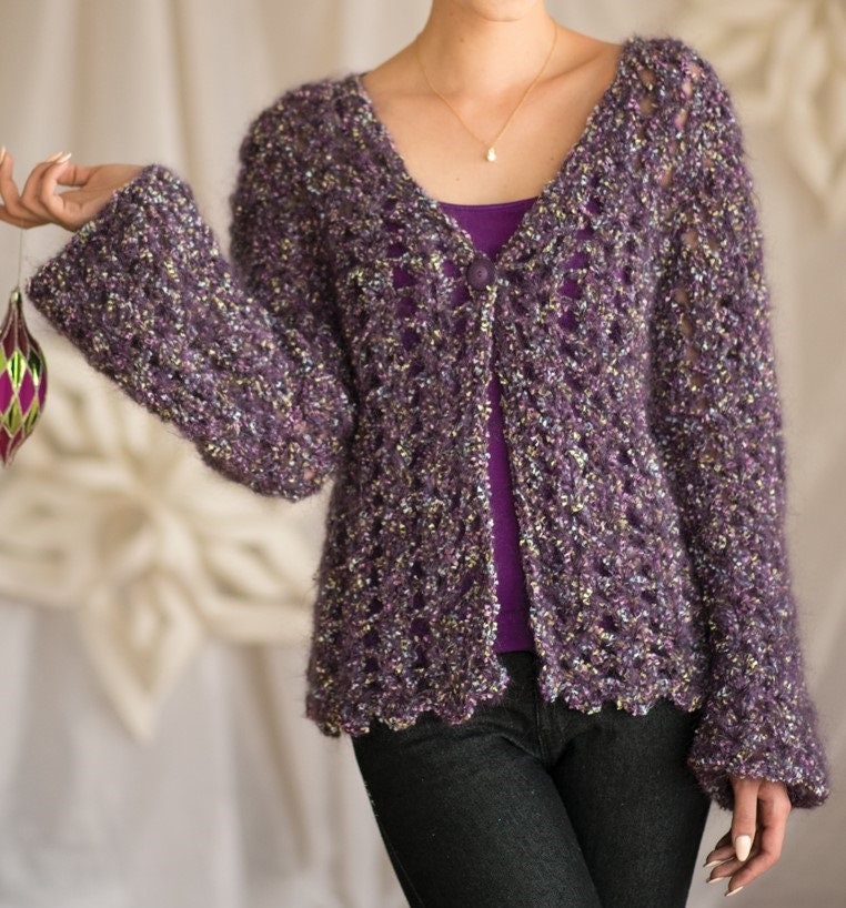 Festive Shells Cardigan - Crochet Pattern - Holiday, Mohair, Easy, PDF ...