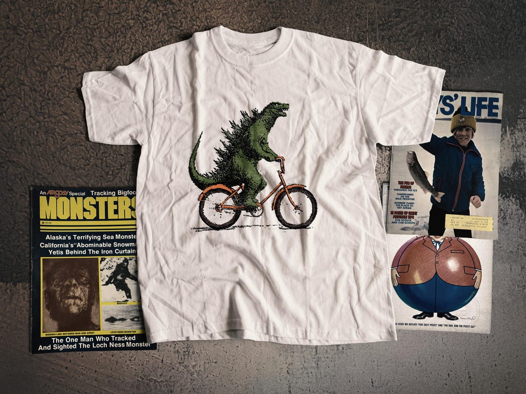 Vintage Godzilla Bike T-shirt: 90s Retro Kaiju Graphic Tee - Etsy
