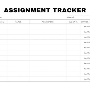 Simple Assignment Tracker Bundle for Parents (black and White) - Etsy