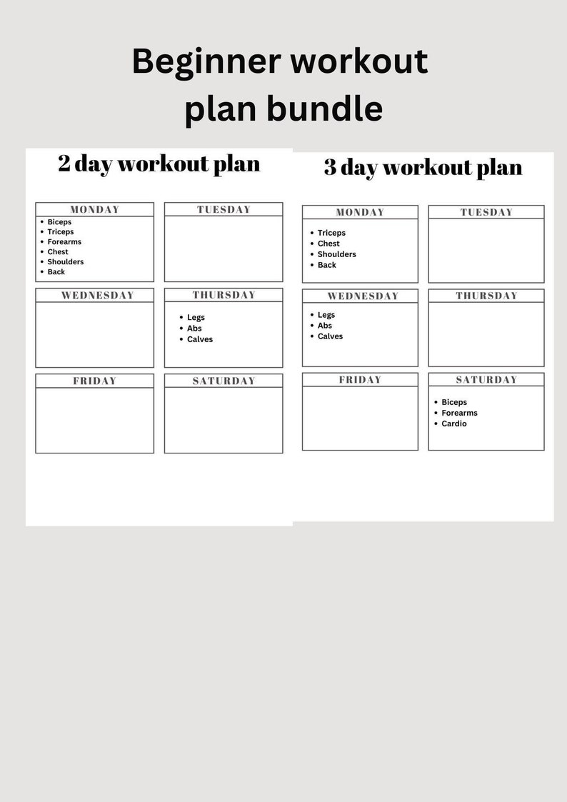 Beginner Workout Plan Bundle - Etsy