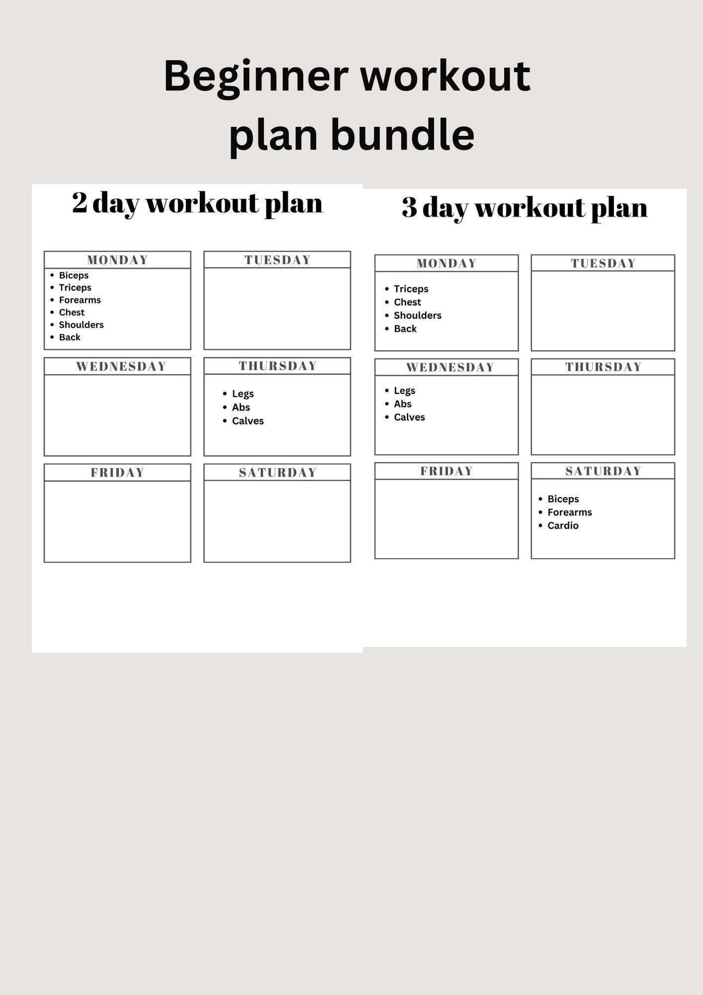 Beginner Workout Plan Bundle - Etsy